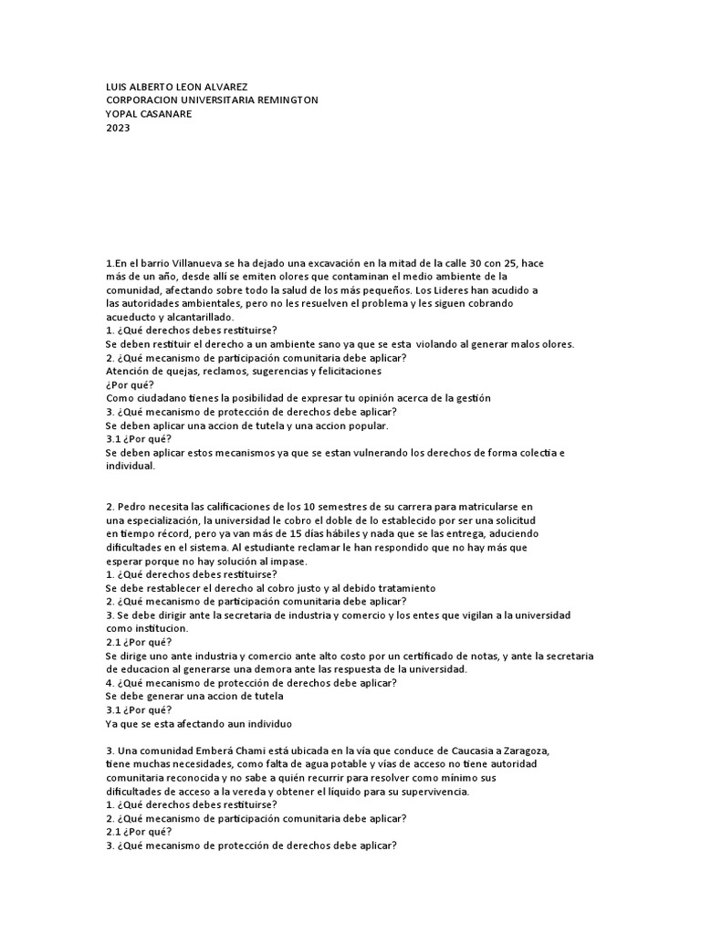 Derechos y Mecanismos de Protección Comunitaria | PDF