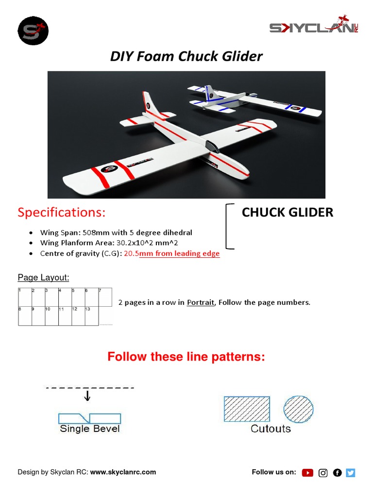 Skyclanrc Chuck Glider A4 Plans PDF | PDF