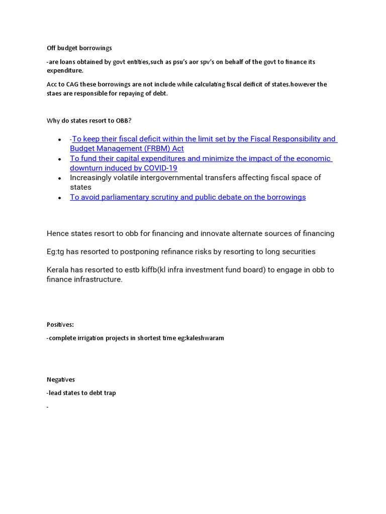 Off Budget Borrowings | PDF