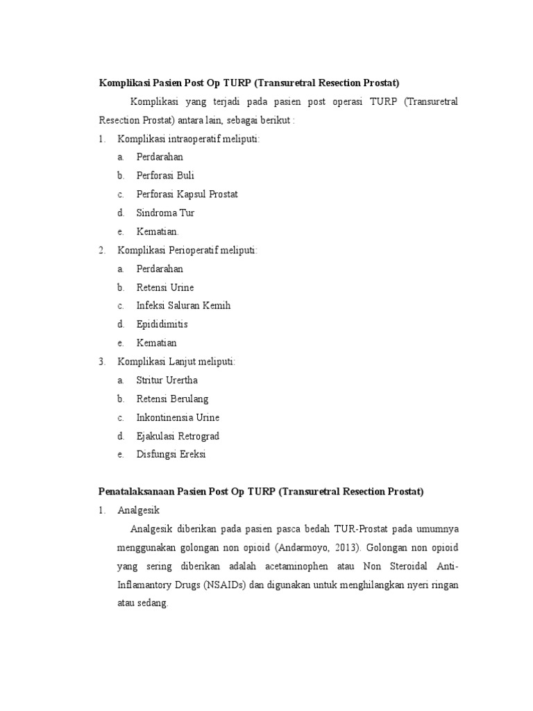 Post Op TURP.docx | PDF