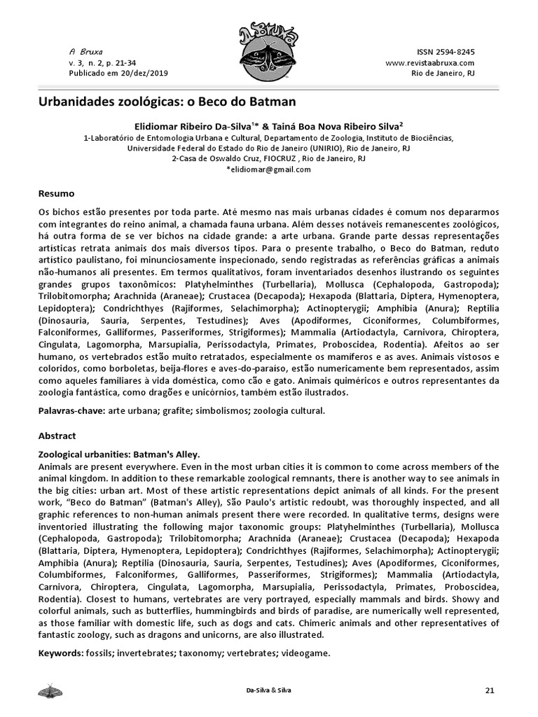 Da-Silva & Silva 2019 - Beco Do Batman | PDF | Cães | Jaguar
