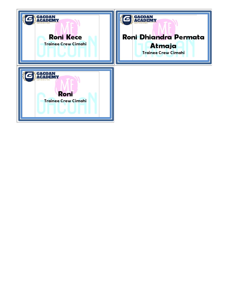 Nametag Crew Cimahi B2 | PDF