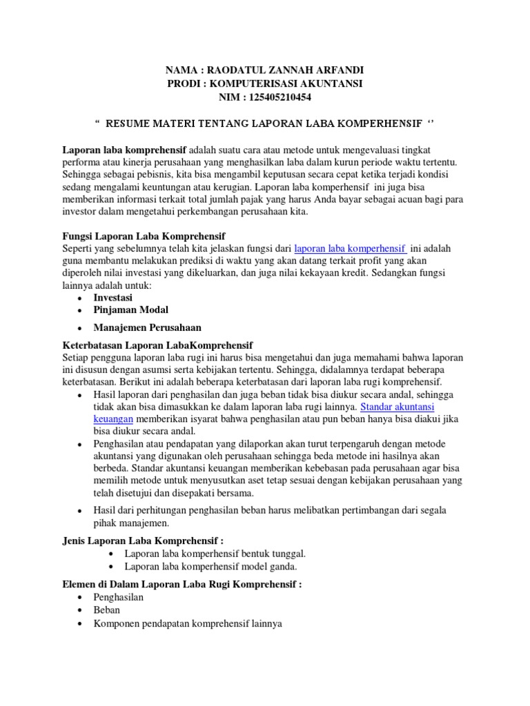 Laporan Laba Komprehensif | PDF