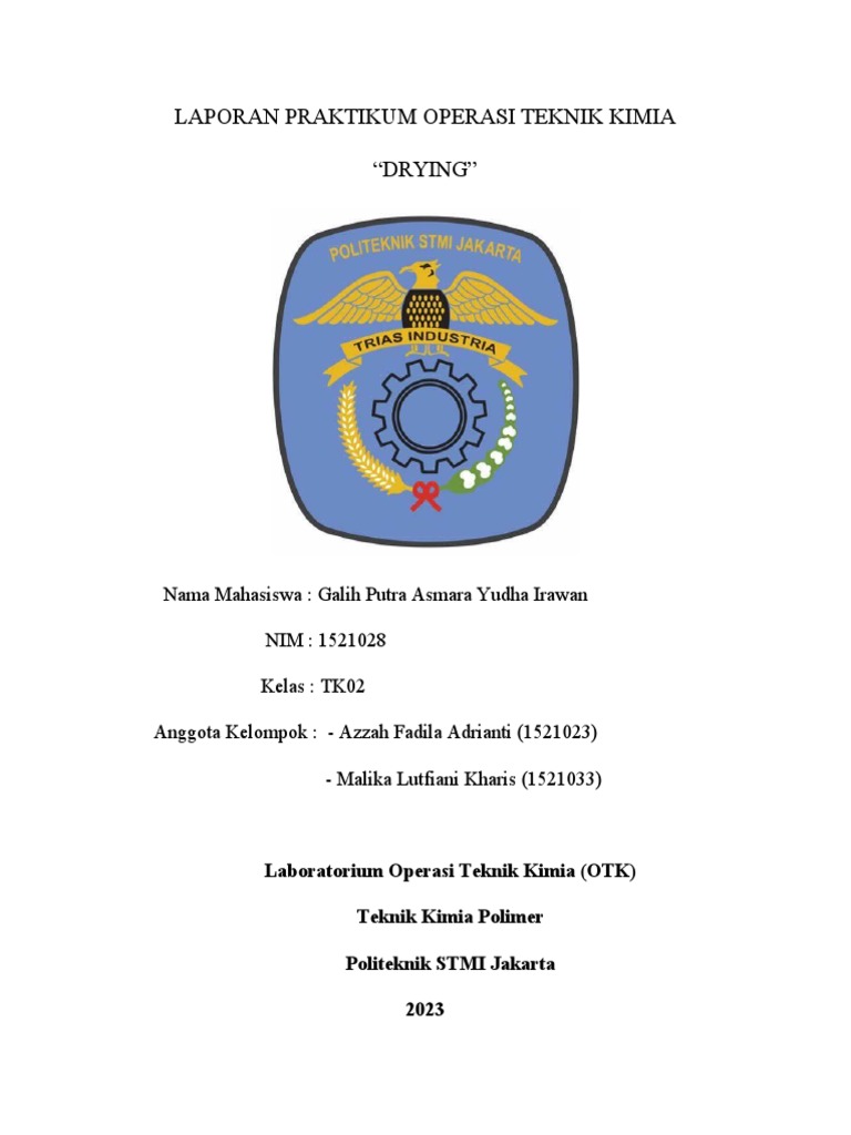 Cover LAPORAN PRAKTIKUM OPERASI TEKNIK KIMIA | PDF