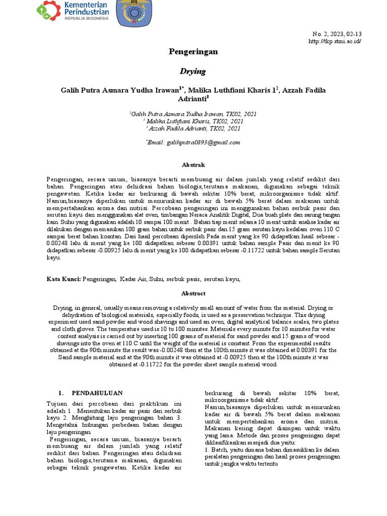 Galih Putra Asmara Yudha Irawan - TK02 - Drying | PDF