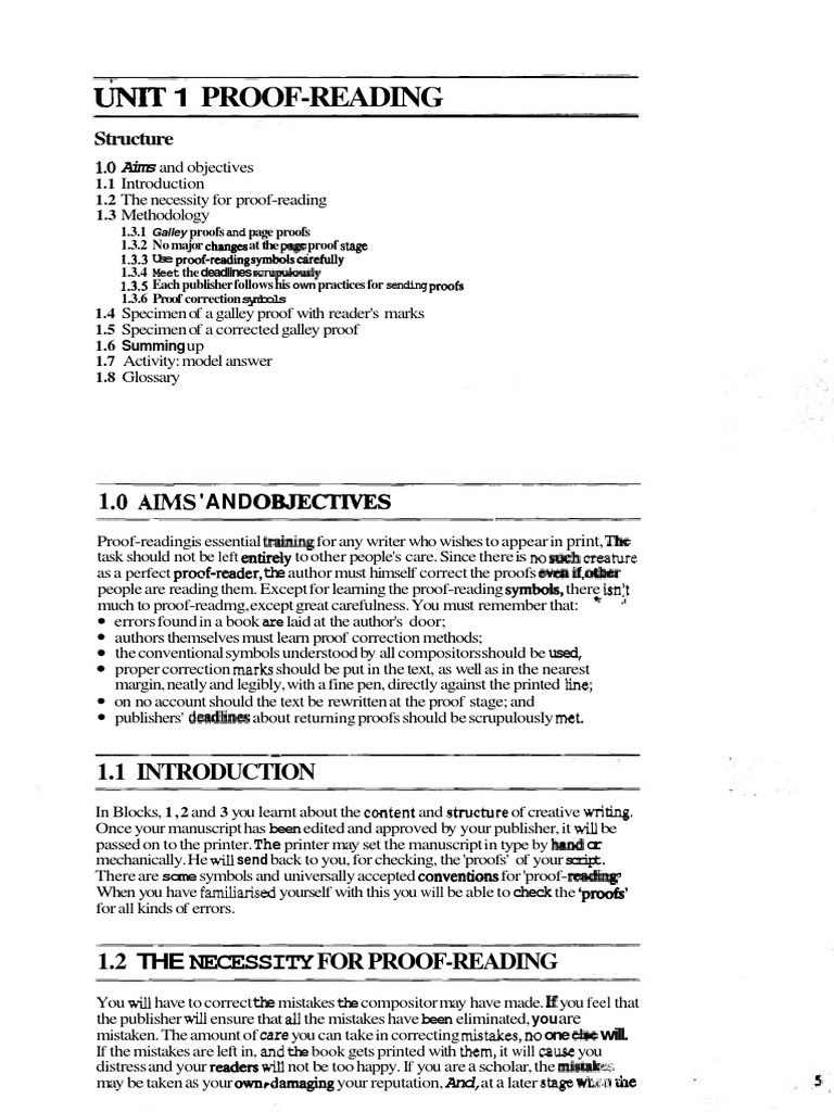 Unit 1 | PDF | Proofreading | Books