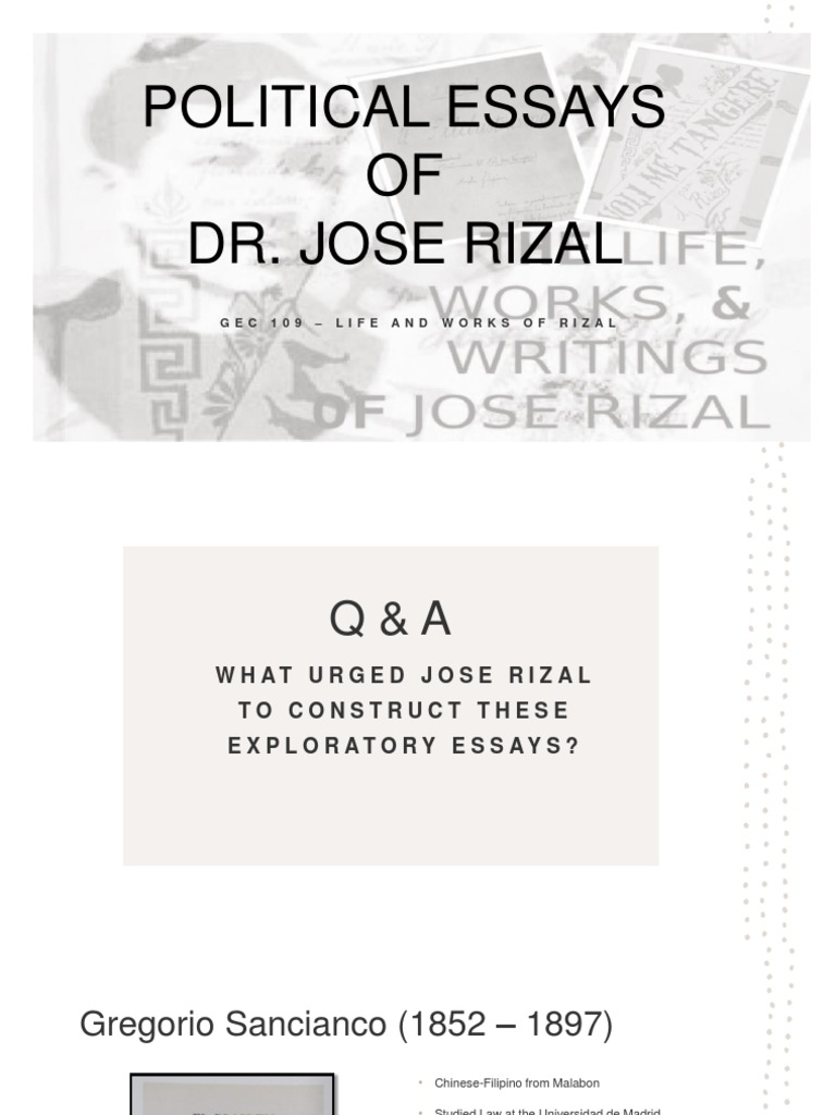 Works of Jose Rizal - Political Essays | PDF | Philippines
