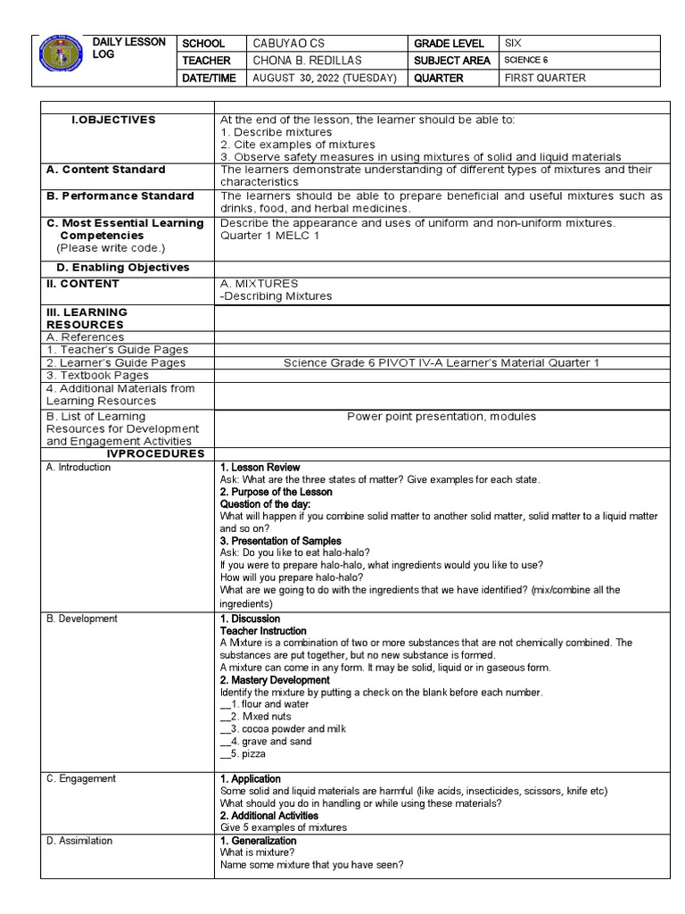 Science Week 2 | PDF | Mixture | Homogeneity And Heterogeneity