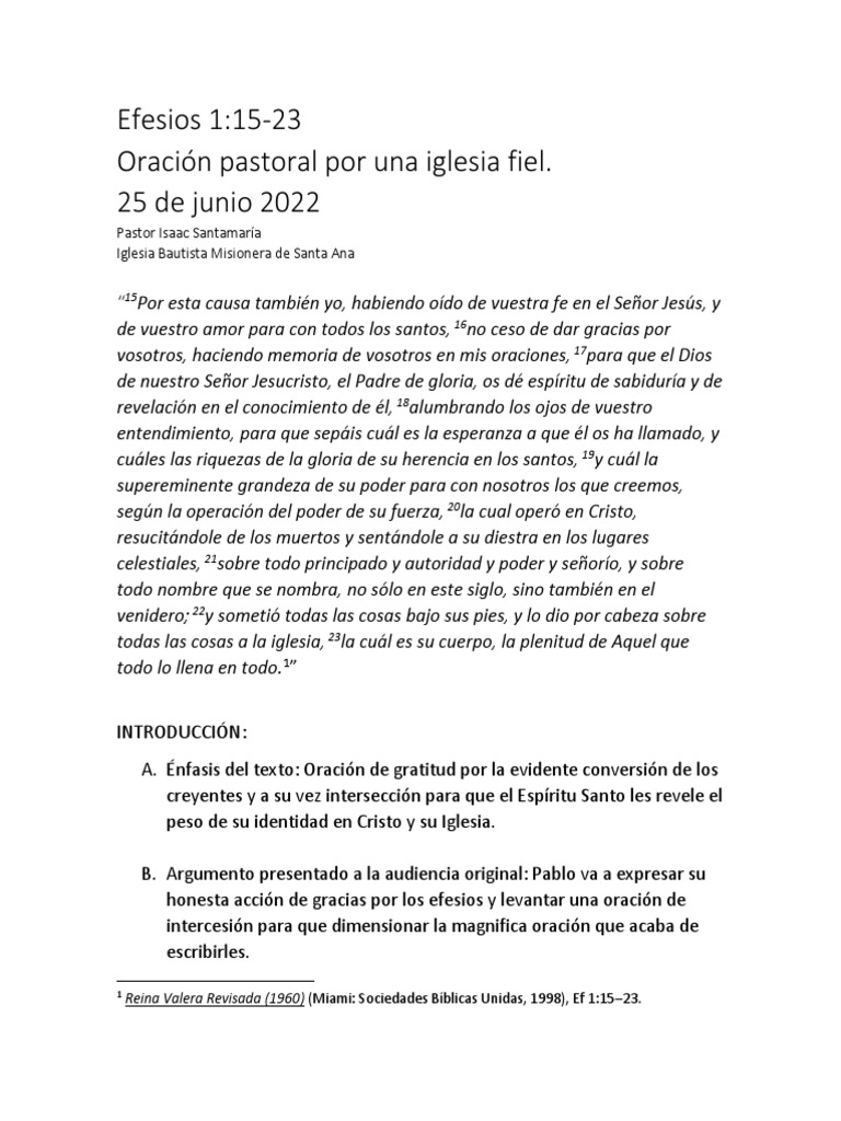 Efesios 1 15 23 | PDF | Cristo (título) | Oración