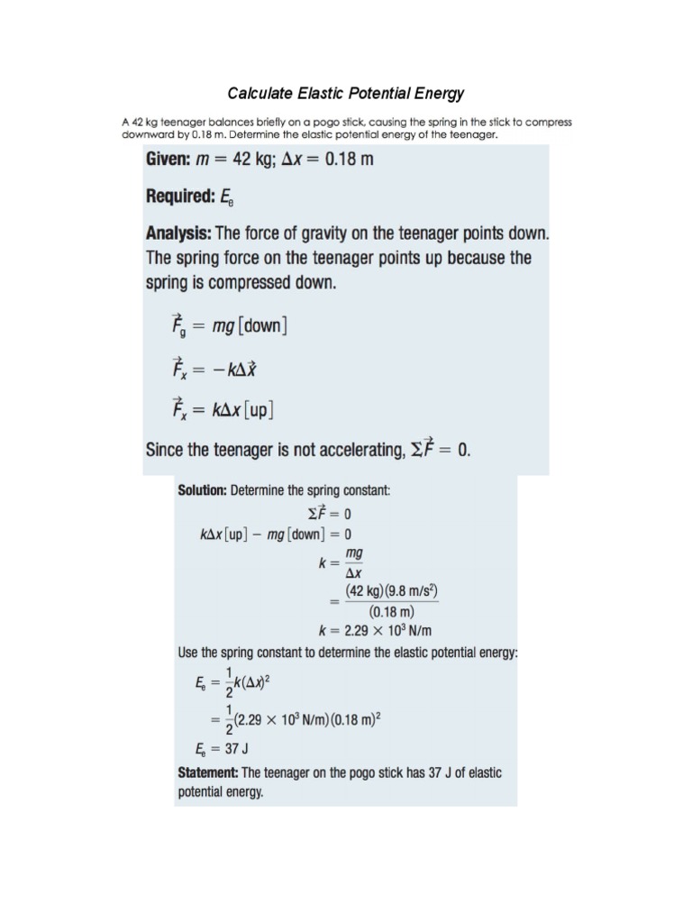 Calculate Elastic Potential Energy | PDF | Potential Energy | Kinetic ...