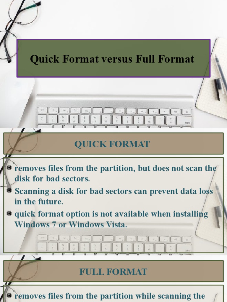 Quick vs Full Format Explained | PDF | Installation (Computer Programs ...