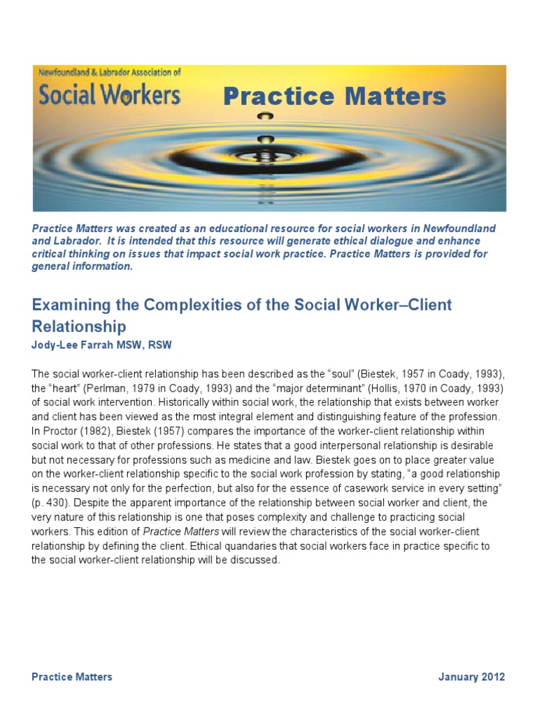 Practice - Matters - Social - Worker - Client - Relationship | PDF ...