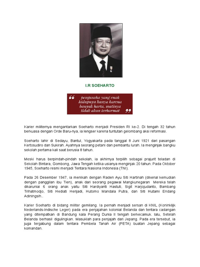 Biografi Soeharto | PDF | Sejarah