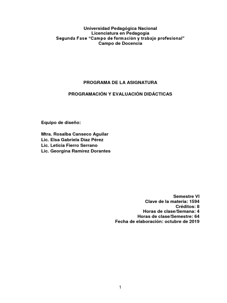 Programa de Programacion y Evaluacion Didacticas 2019 PDF | PDF | Evaluación | Enseñando