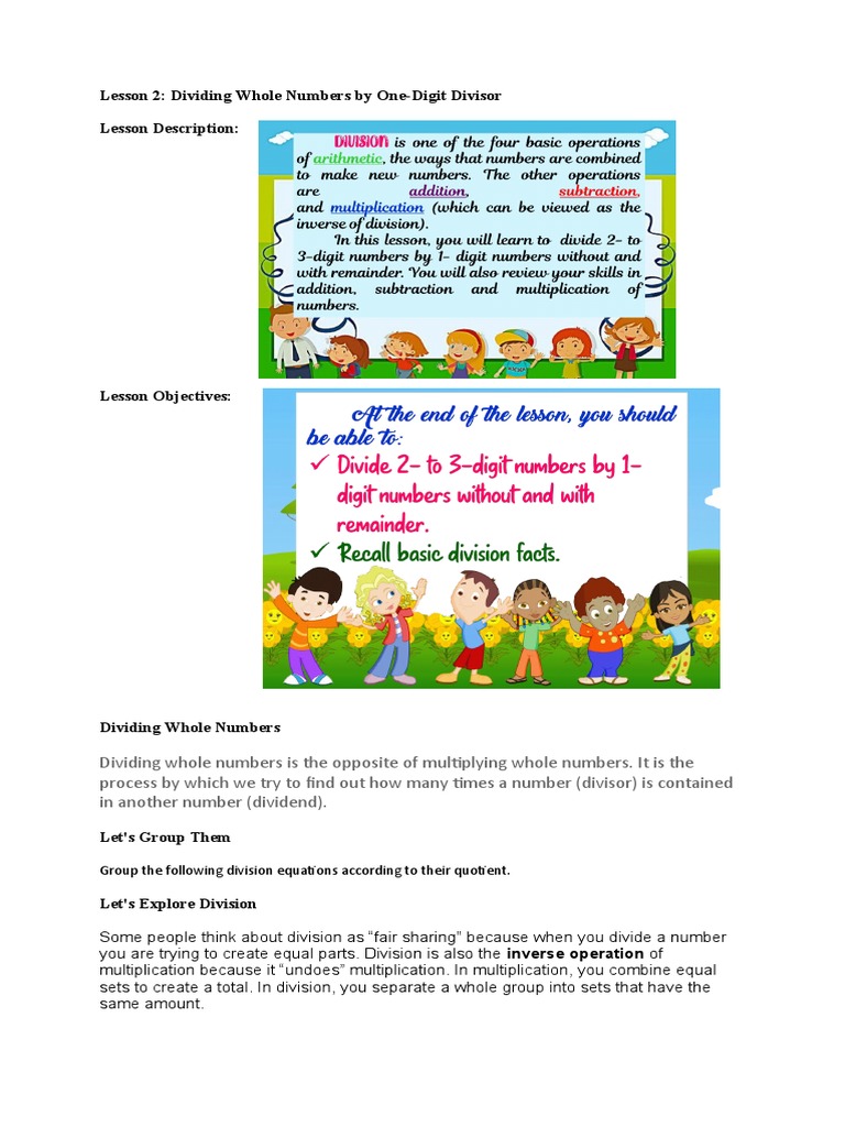Dividing Whole Numbers by 1-Digit Divisors | PDF