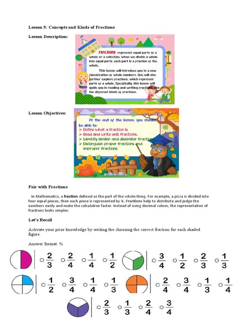 Concepts and Kinds of Fractions | PDF
