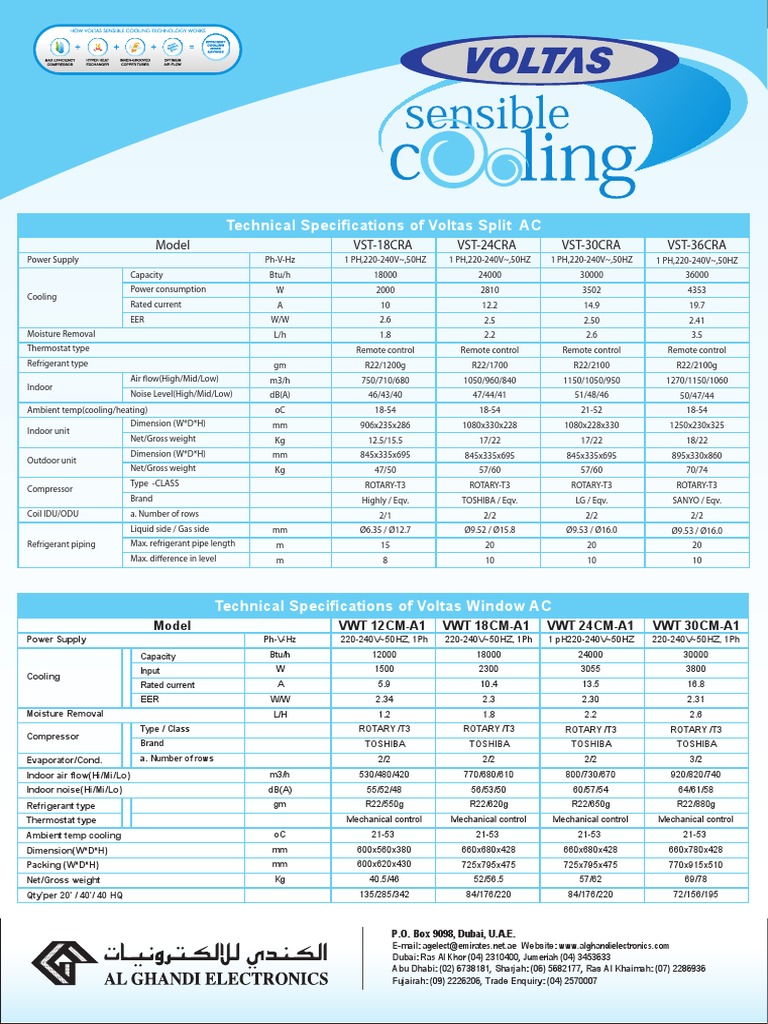 New Voltas AC - Tech - Specs | PDF | United Arab Emirates | Air ...