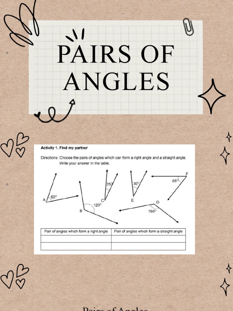 Pairsof Angles Lines | PDF | Angle | Perpendicular