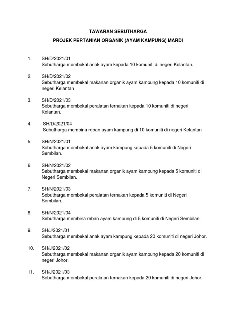 Tawaran Sebutharga PDF | PDF