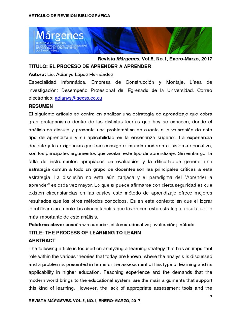 El Proceso de Aprender A Aprender | PDF | Aprendizaje | Enseñando