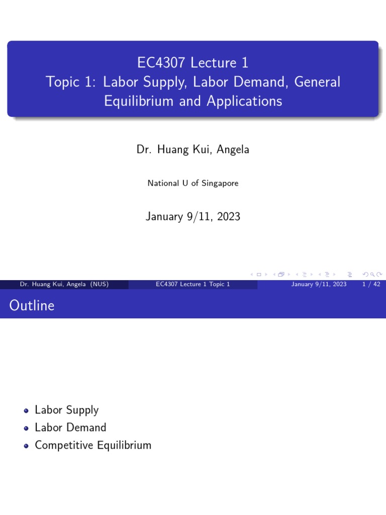 EC4307 - Lecture1 - Topic 2 | PDF | Labour Economics | Economic Equilibrium
