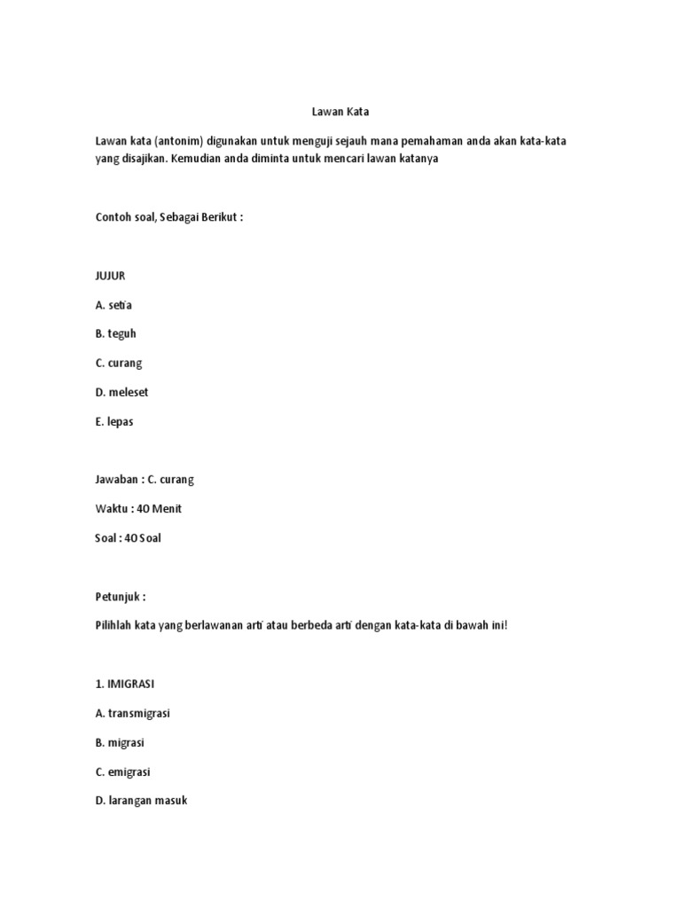 SOAL PSIKO Lawan Kata | PDF