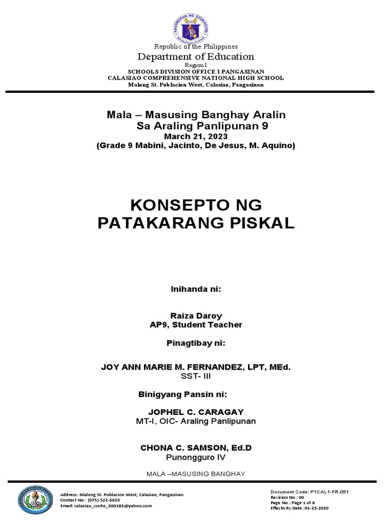 KONSEPTO NG PATAKARANG PISKAL | PDF
