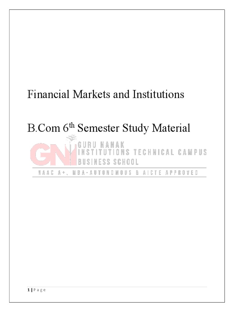 Financial Markets and Institutions Overview | PDF | Bonds (Finance ...