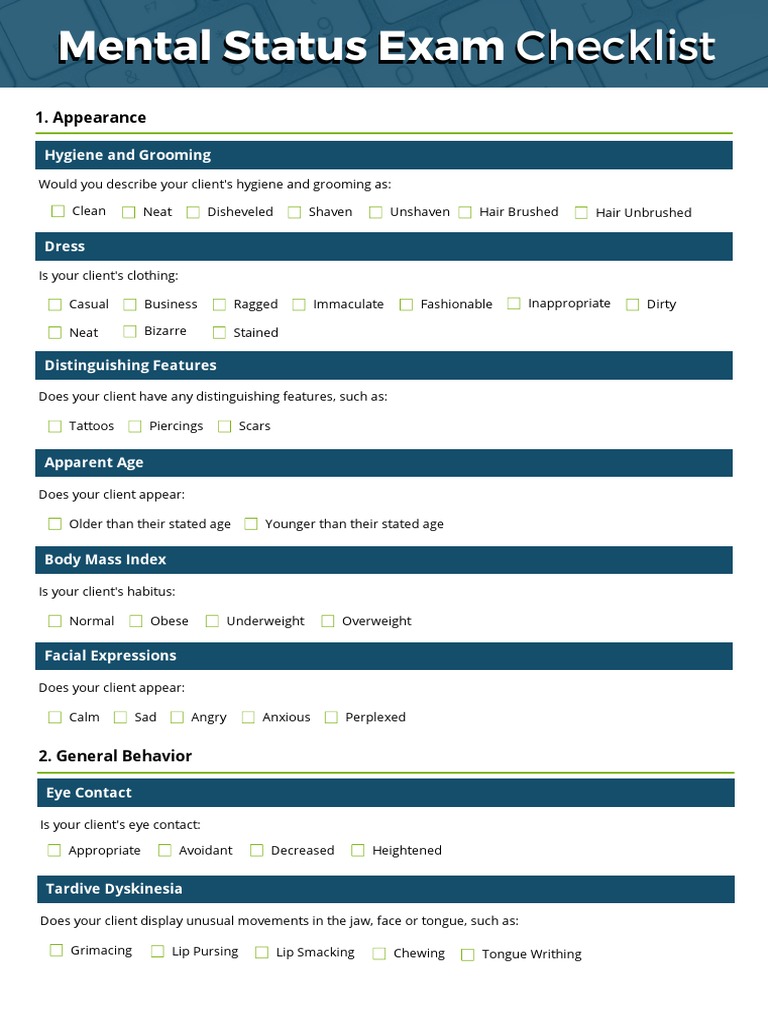 Mental Status Exam Cheat Sheet | PDF | Affect (Psychology) | Mental Health