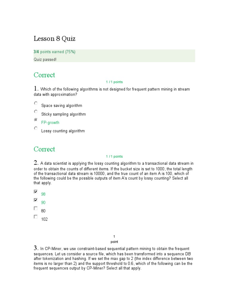 Lesson 8 Quiz | PDF | Data Compression | Data Management