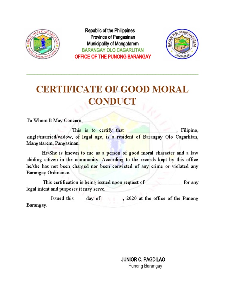 Good Moral Conduct | PDF