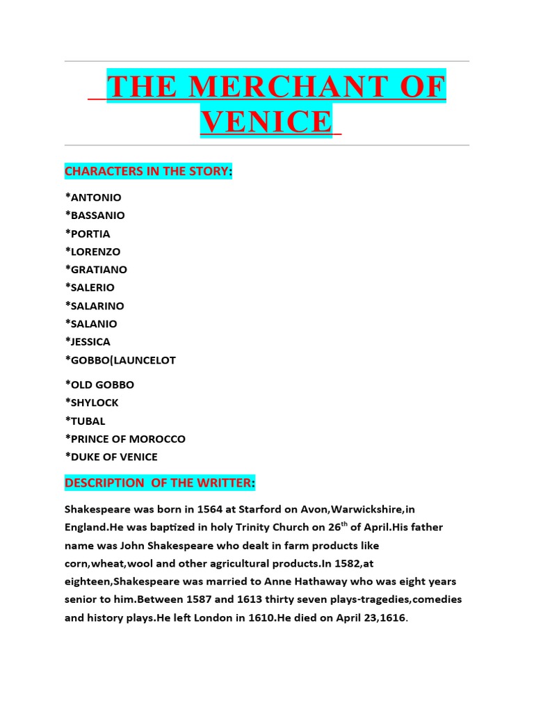 THE MERCHANT OF VENIce | PDF