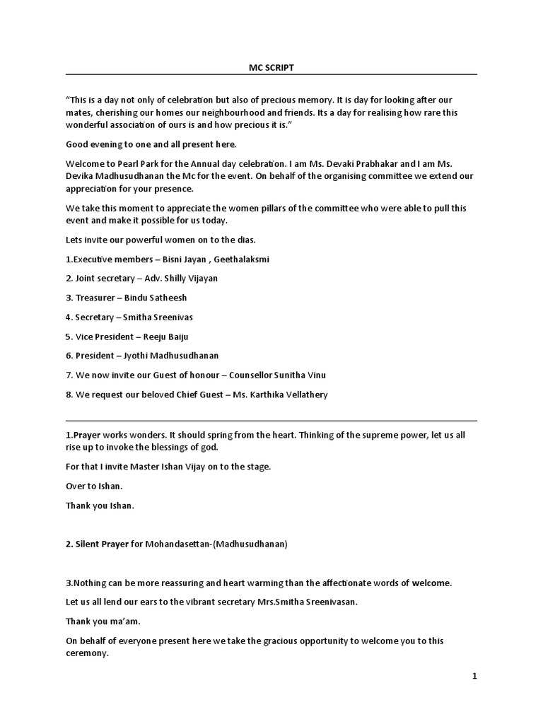 Annual Day Script 1 | PDF