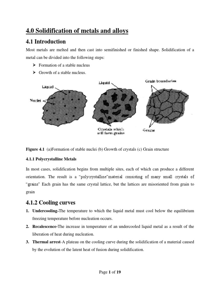 LESSON 4-Solidification of Metals and Alloys PDF | PDF | Freezing | Alloy