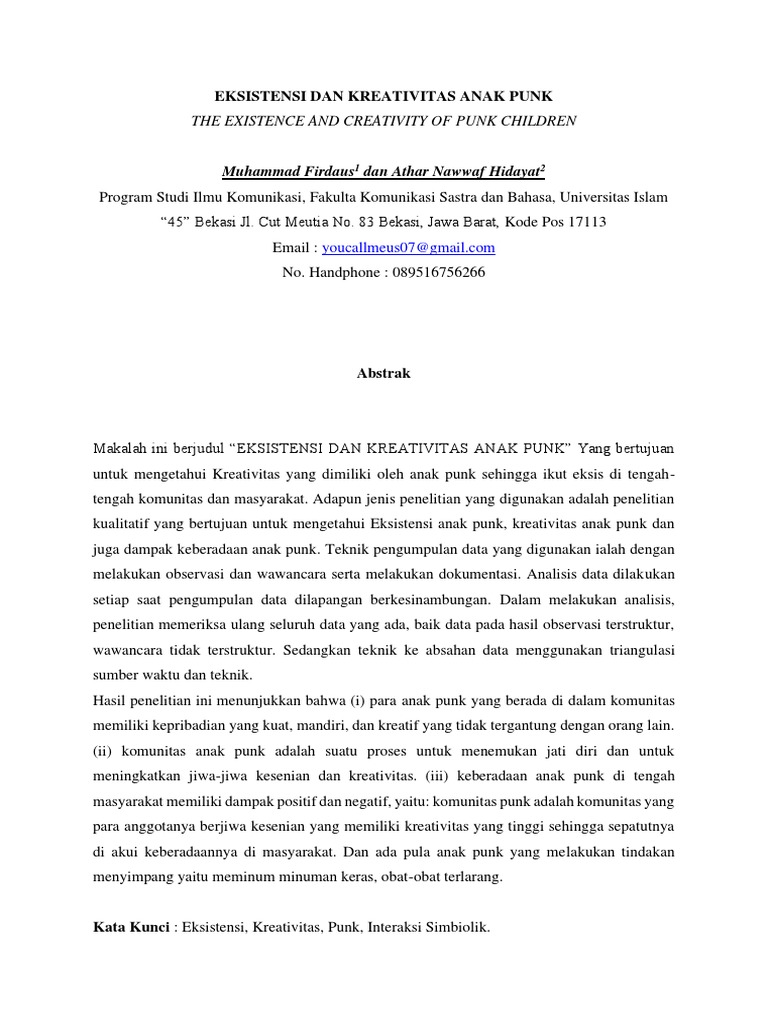 Kreativitas dan Eksistensi Punk | PDF | Ilmu Sosial