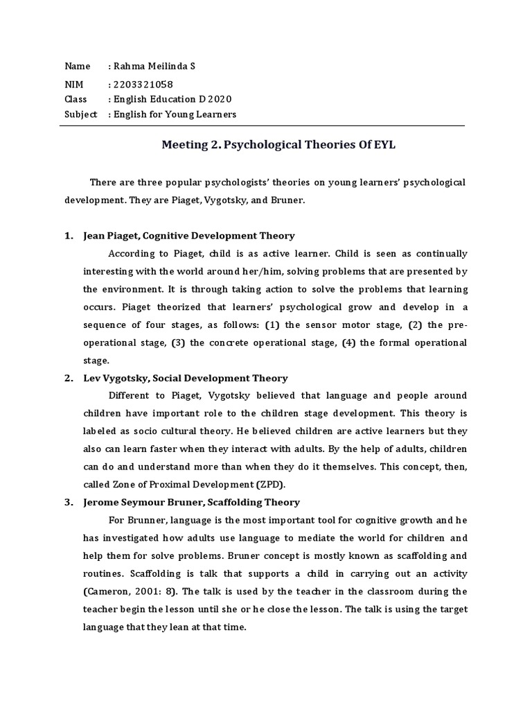 EYL: Integrating Key Theories | PDF | Learning | Human Development