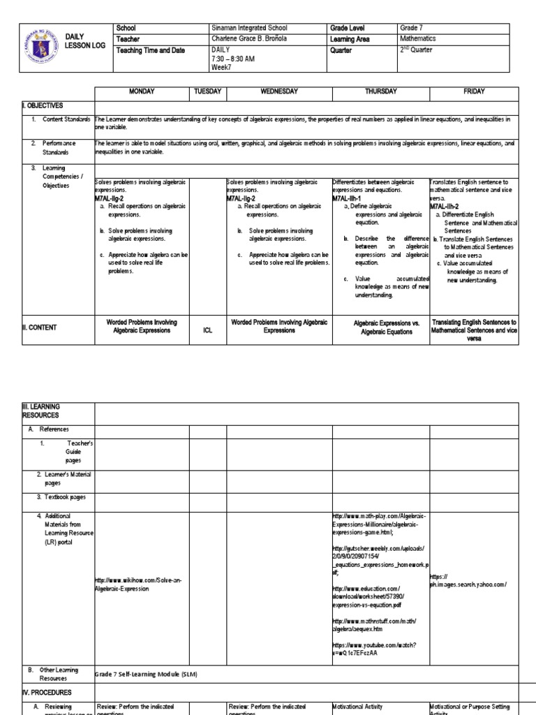 Grade7 Q2 Week7 | PDF | Equations | Mathematics