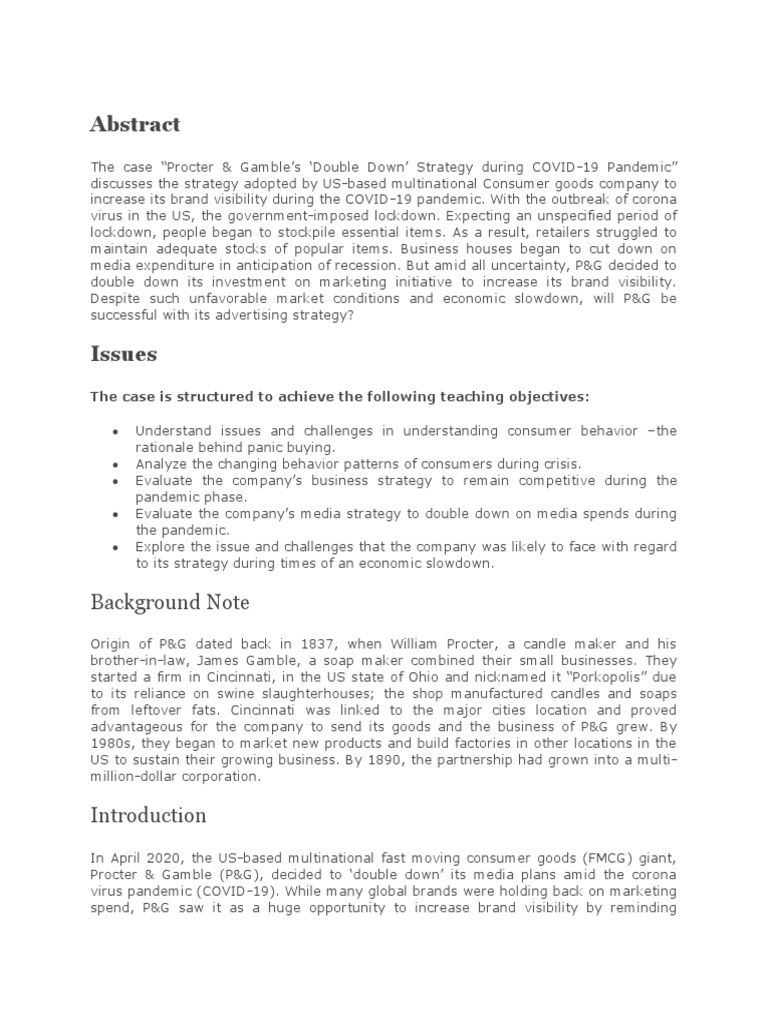 Proctle And Gamble Pdf Procter Gamble Brand