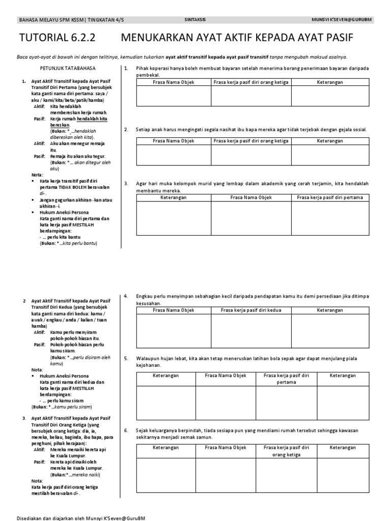 Menukarkan Ayat Aktif KPD Pasif | PDF