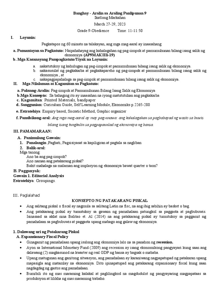 3 Q Pag-Iimpok at Pamumuhunan | PDF