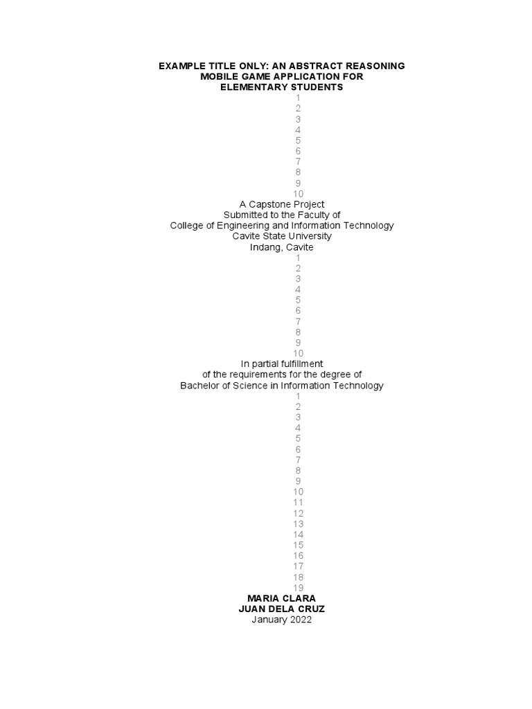Sample Format For Capstone Project V2 Pdf Sampling Statistics Survey Methodology