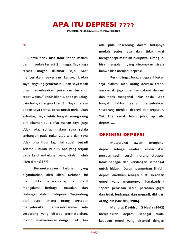 Apa Itu Depresi | PDF
