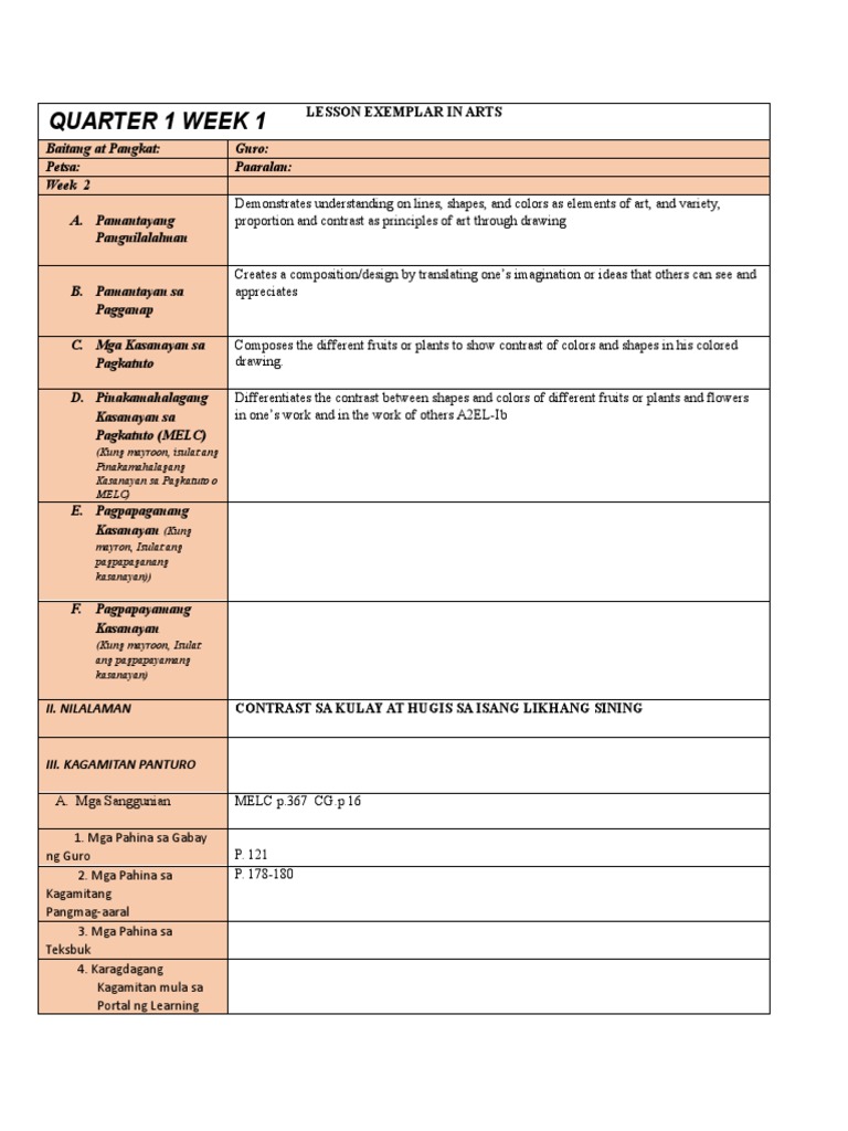 Mapeh Arts Le Q1W2 | PDF