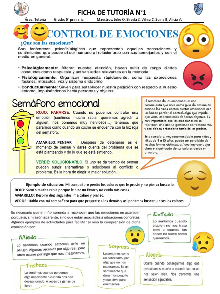 Ficha de Control de Emociones 1 | PDF