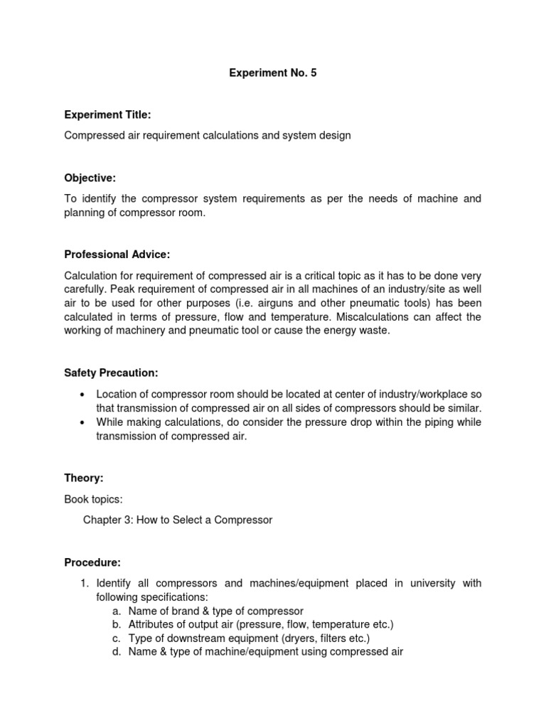 Calculating compressed air requirements and system design | PDF ...