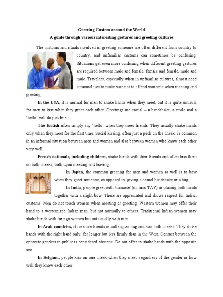 Global Greeting Customs Explained | PDF | Social Institutions | Social ...