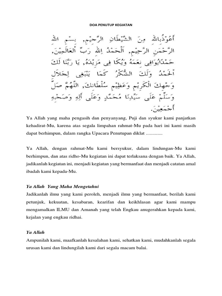 Doa Penutup Kegiatan | PDF