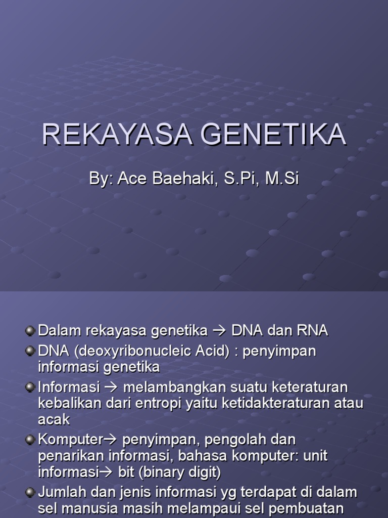 Kuliah 14. Rekayasa Genetika | PDF