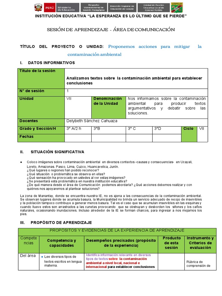 MODELO DE SESIÓN DE APRENDIZAJE POR COMPETENCIAS | PDF | Evaluación | Aprendizaje