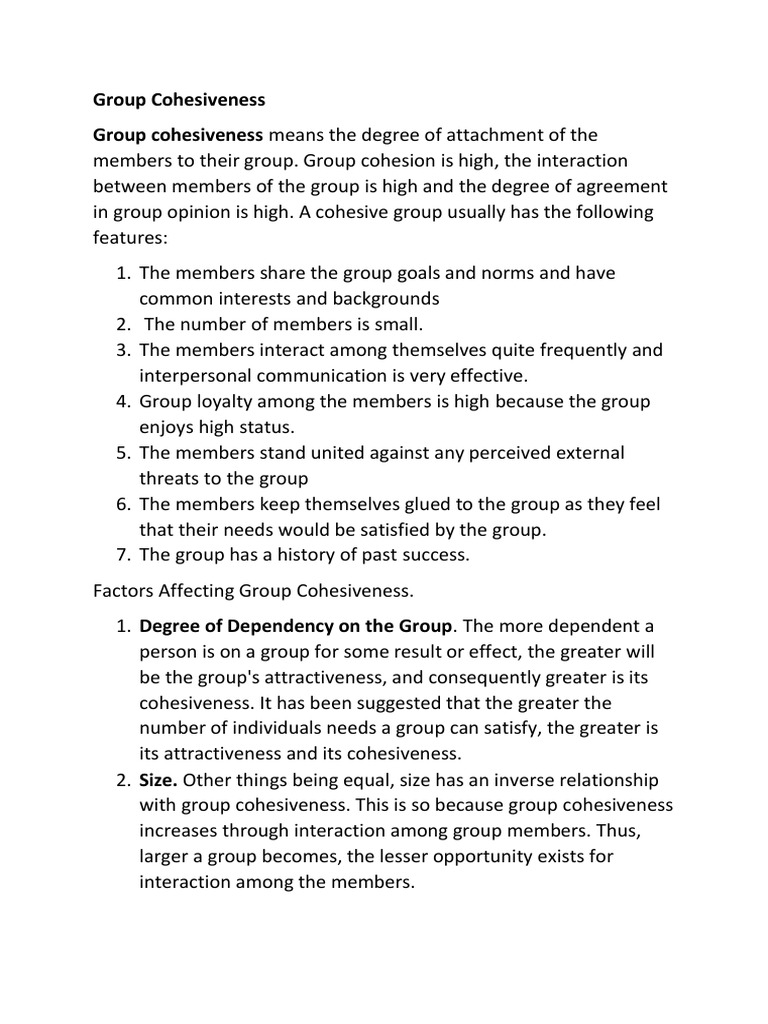 Group Cohesiveness-2 PDF | PDF | Group Cohesiveness | Organizational ...